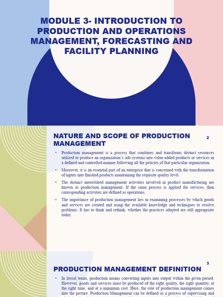 Module 3 Introduction To Production And Operations Management
