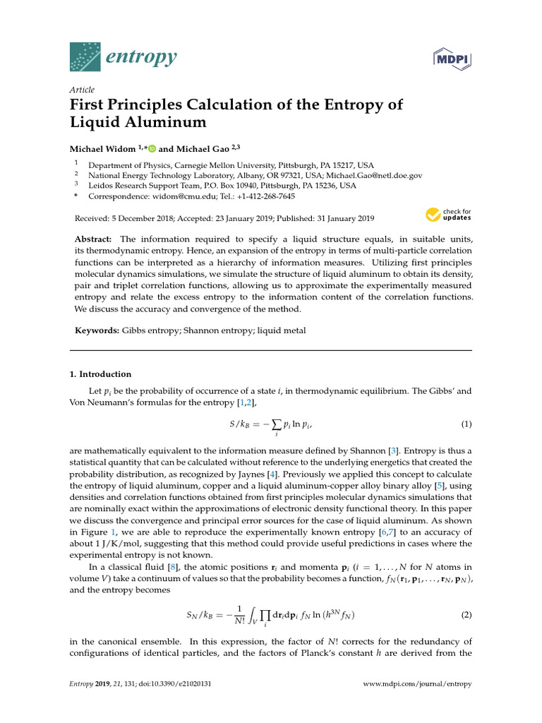 Entropy 21 00131 | PDF | Entropy | Thermodynamics