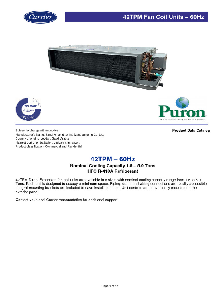42tpm BT English PDC 60hz v1 | PDF | Air Conditioning | Thermal Insulation