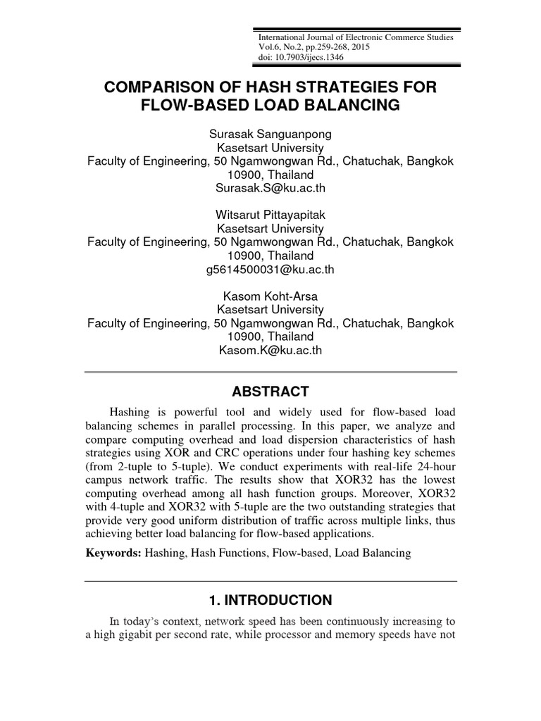 Comparison of hash strategy for flow based load balancing | Download Free PDF | Computer Science ...