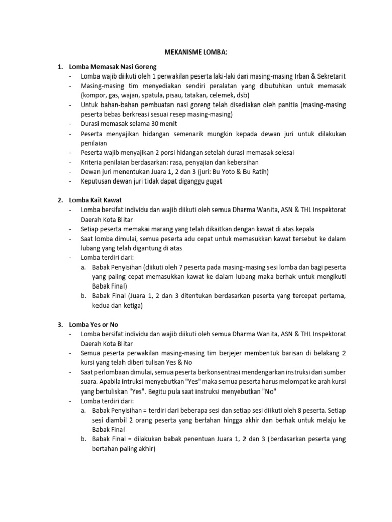 Mekanisme Lomba 17an 2023-1 | PDF