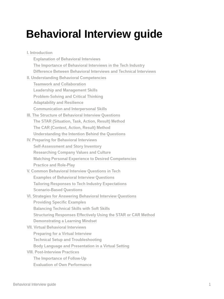 Behaviour Interview Guide | PDF | Leadership | Emotional Intelligence
