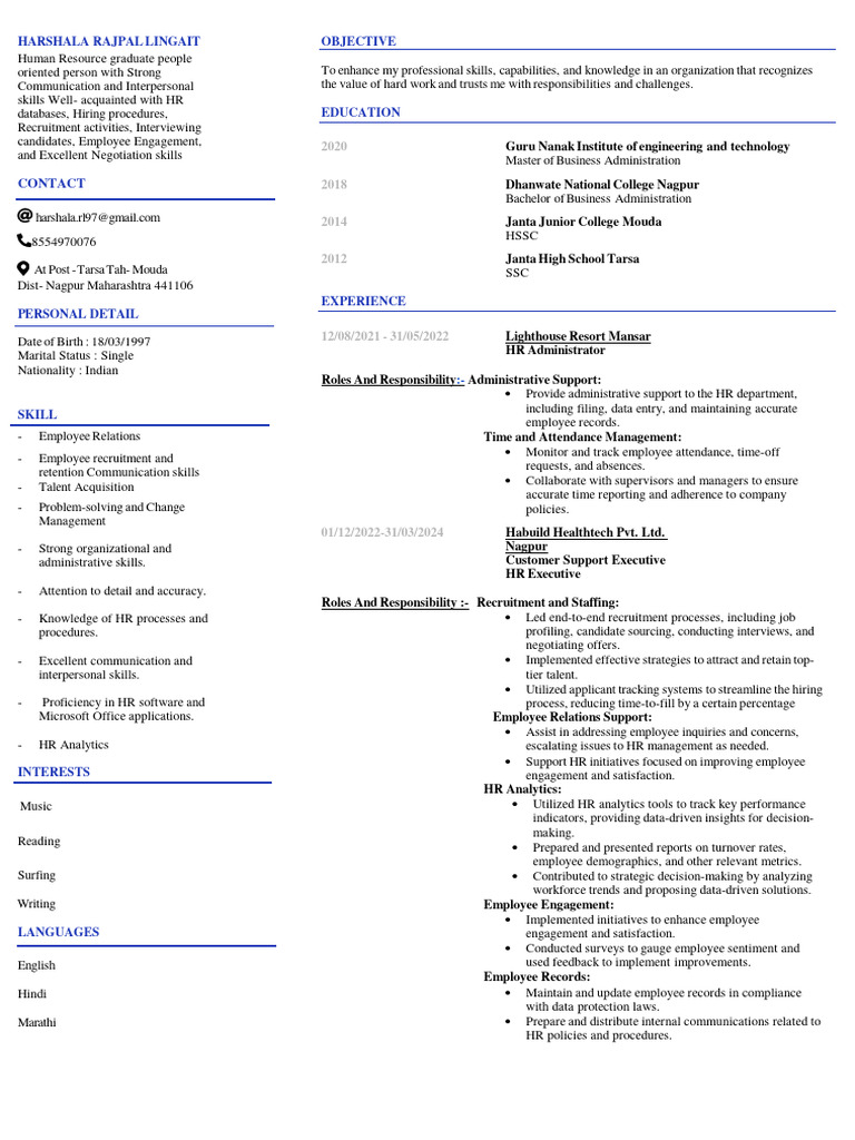 Aspiring HR Professional Profile | PDF | Analytics | Recruitment