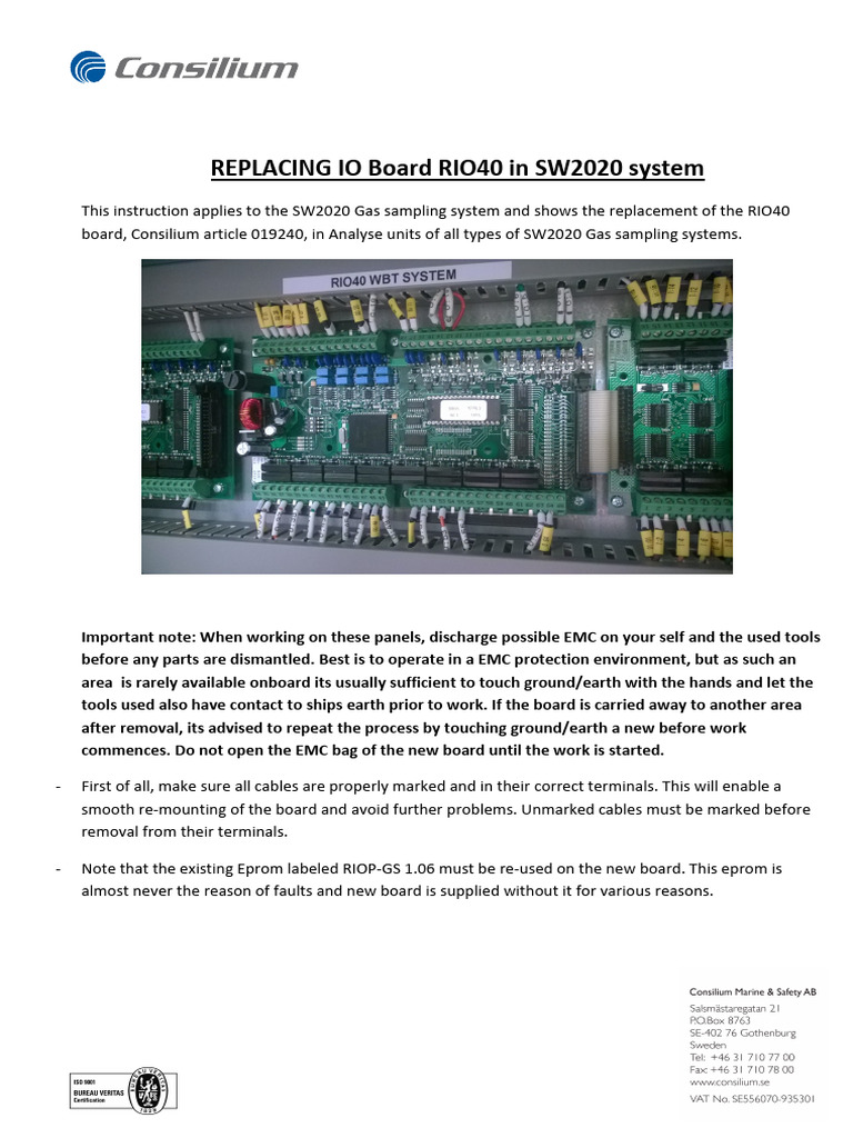 RIO40 Replacement SW2020 COnsilium | PDF | Electrical Components | Electricity