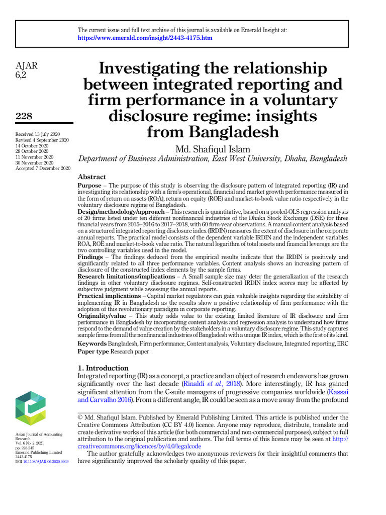 Investigating The Relationship Between Integrated Reporting and Firm ...