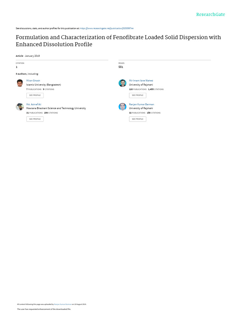 Formulationand Characterizationof Fenofibrate Loaded Solid ...