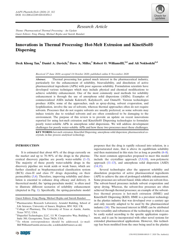 Research Article: Deck Khong Tan, Daniel A. Davisjr, Dave A. Miller, Robert O. Williamsiii, and ...