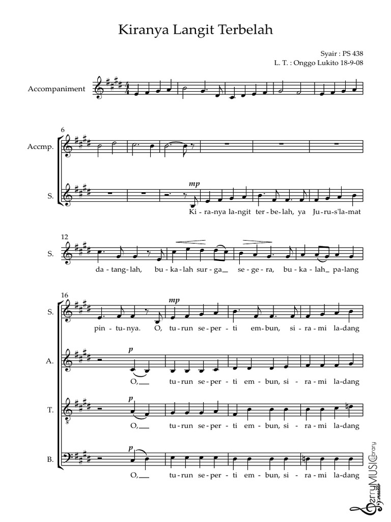 Kiranya Langit Terbelah (SATB) - Onggo Lukito | PDF