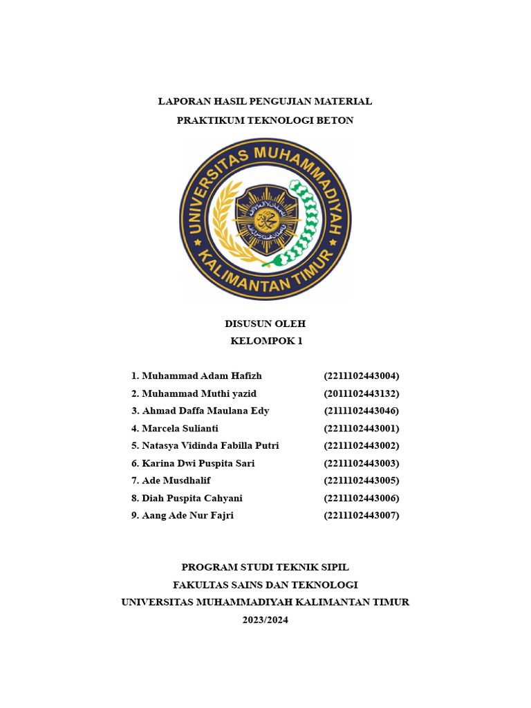 Laporan 2 Prak Beton k1 Hasil Pengujian Material | PDF
