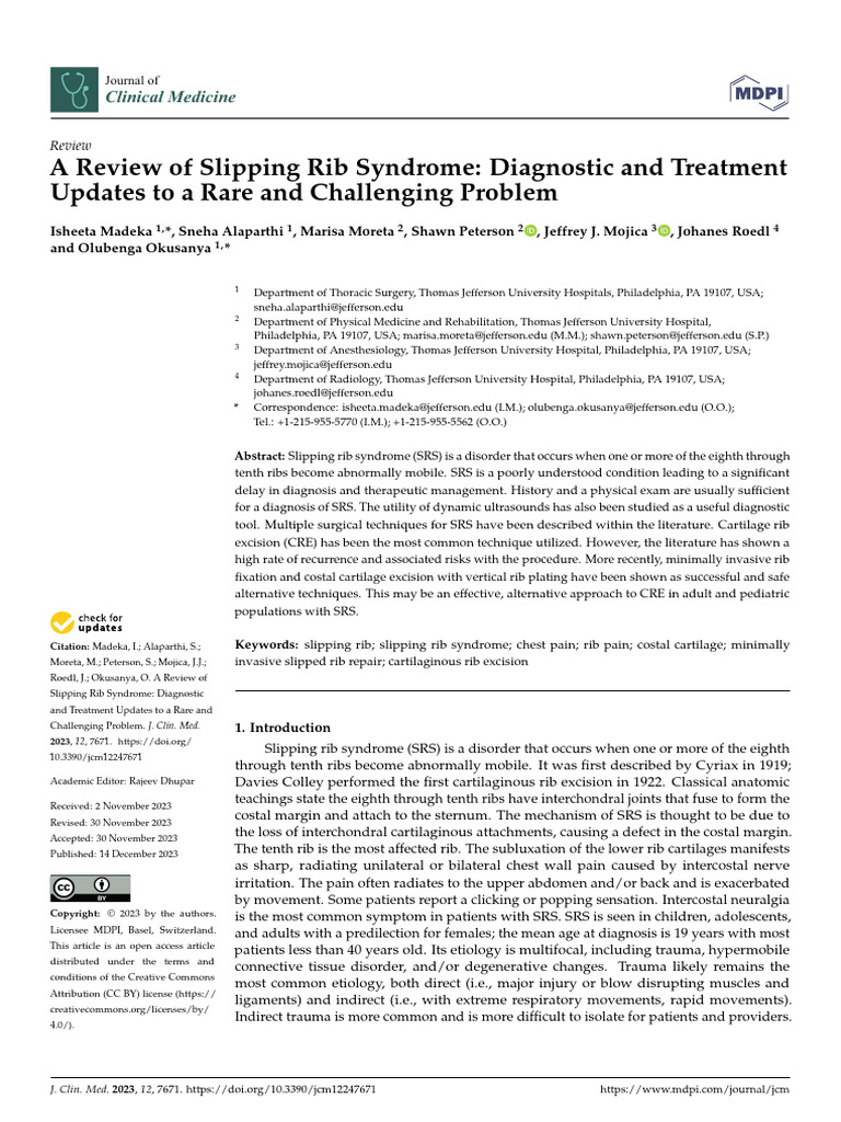 Slipping Rib Syndrome | PDF | Medicine | Diseases And Disorders