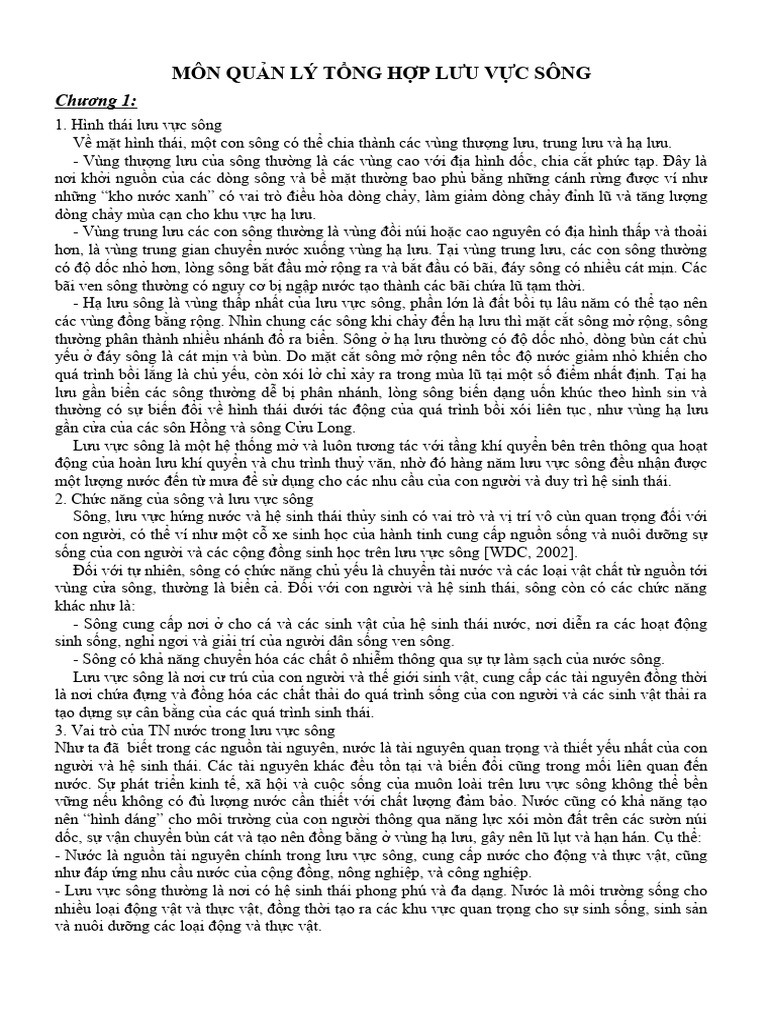 (LH) Môn Qu N Lý T NG H P Lưu V C Sông | PDF