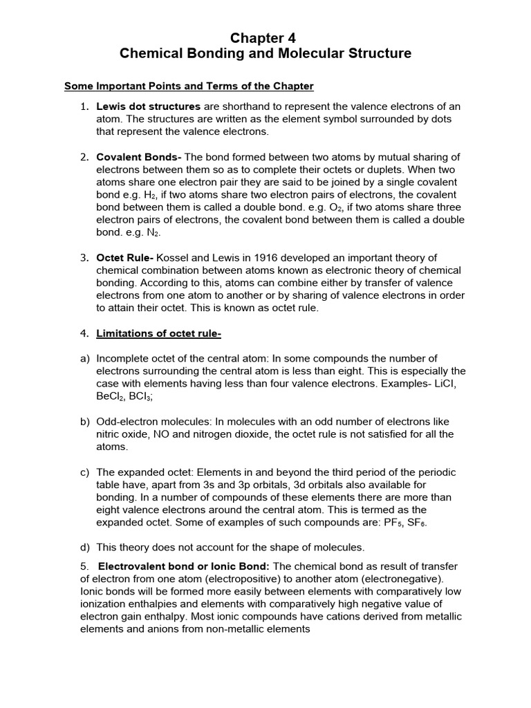 Chemical Bonding and Molecular Structure | PDF | Molecular Orbital ...
