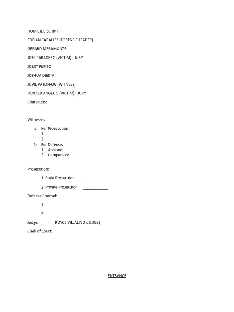 Homicide Script | Download Free PDF | Prosecutor | Judge