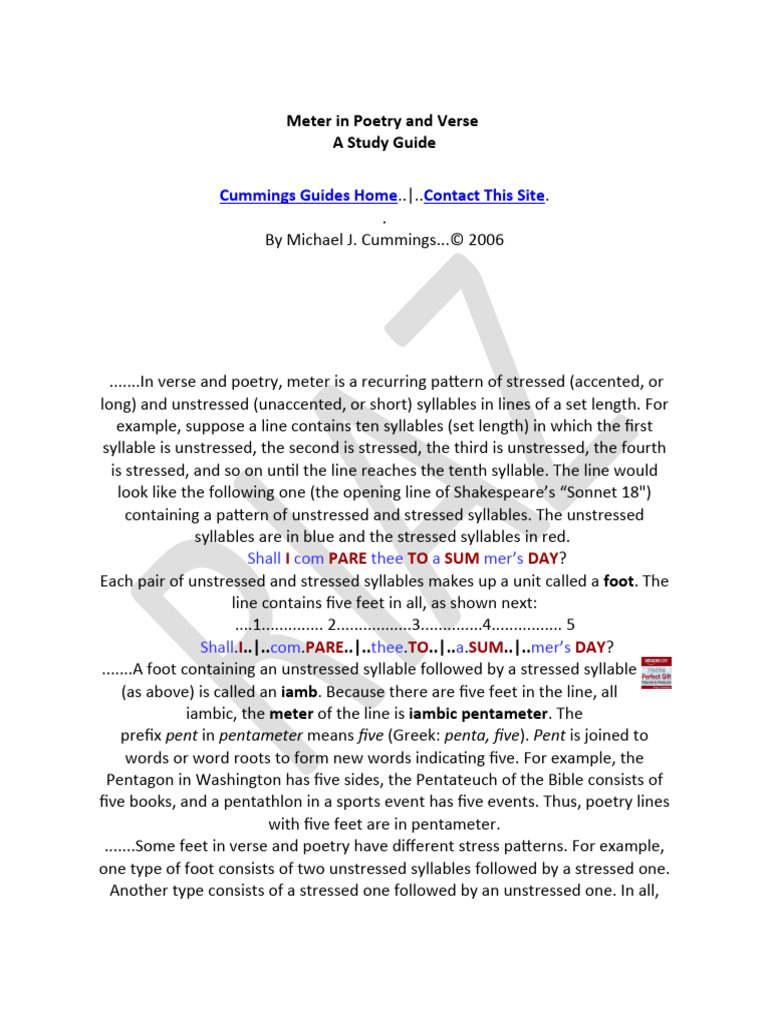 Understanding Meter in Poetry | PDF | Metre (Poetry) | Poetry