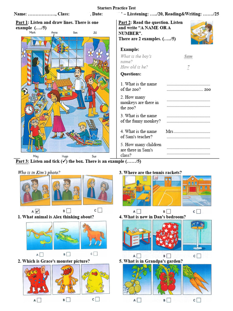 Starters Practice Test - Sta | PDF