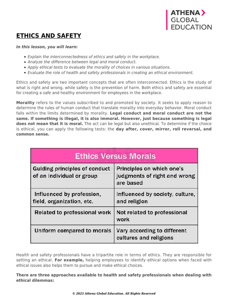 Ethics and safety. | PDF | Morality | Safety