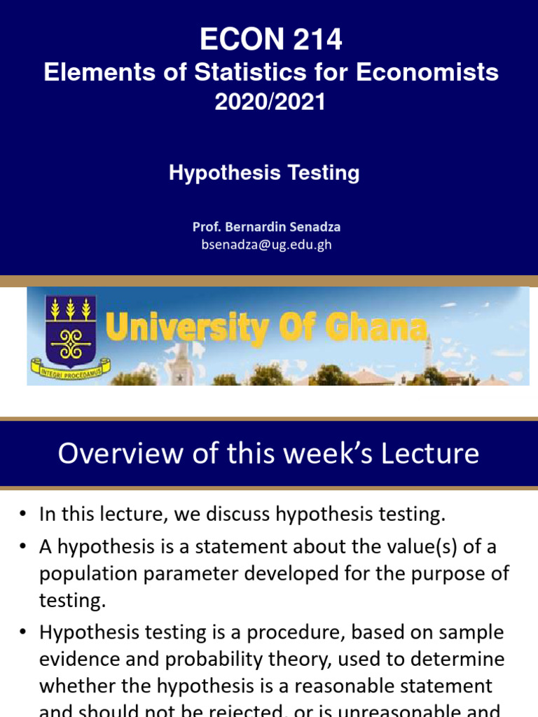 Econ 214 Hypothesis Testing Pdf Type I And Type Ii Errors 5887