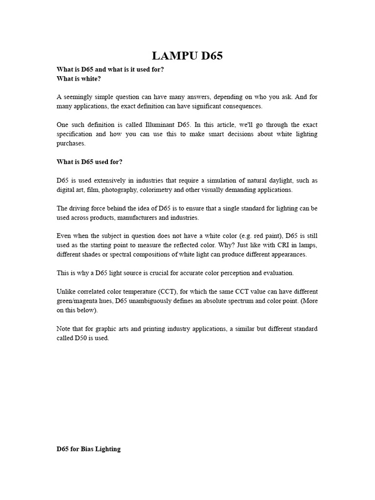 Lampu D65 | PDF | Color | Lighting