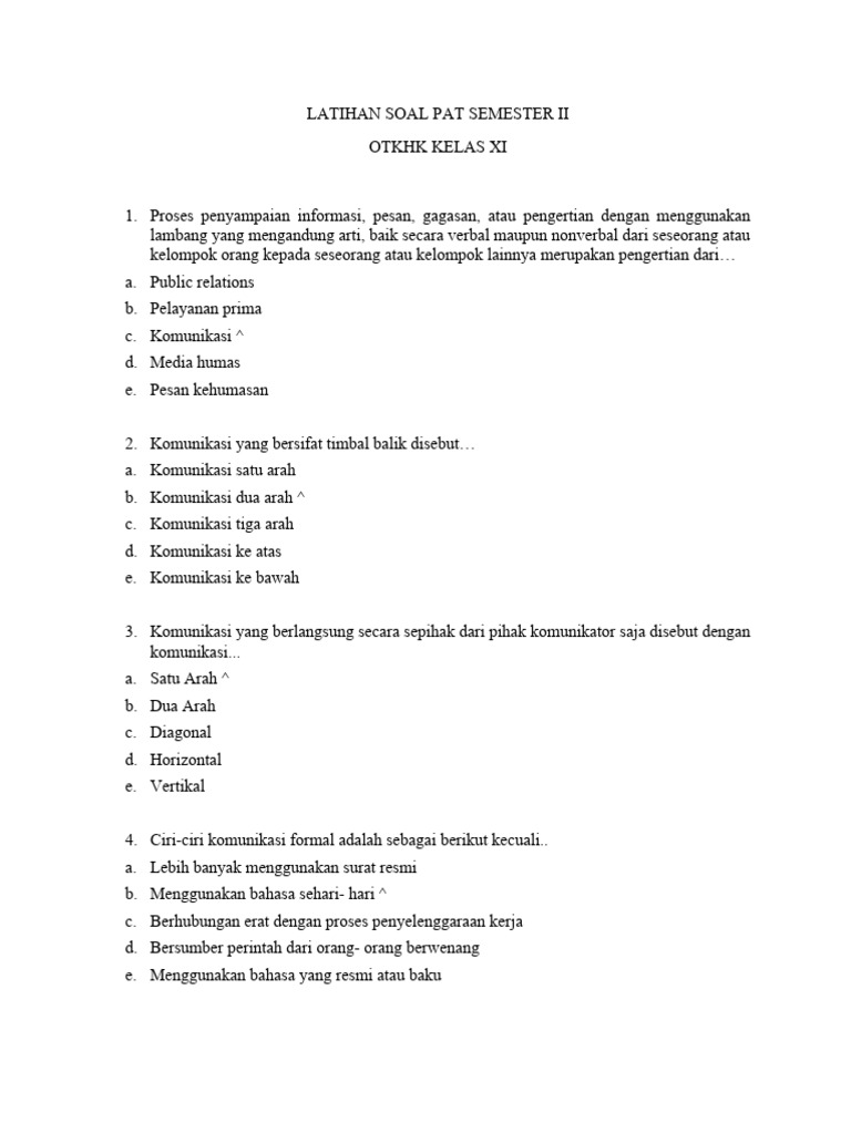 Latihan Soal Pat 2 Otkhk Xi-1 | PDF