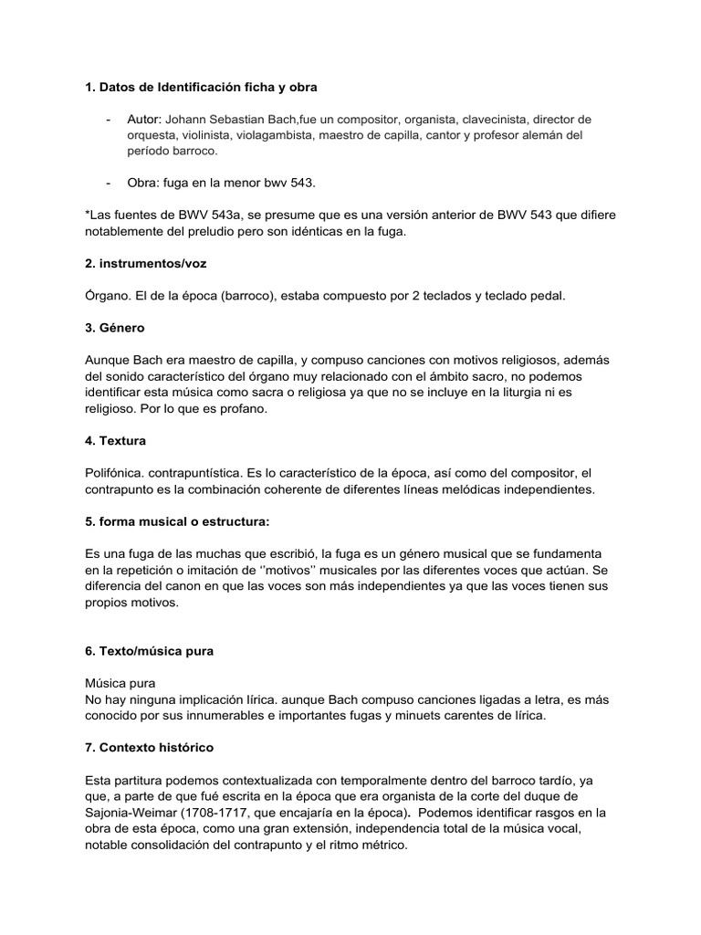 Fuga en La M Bach | PDF