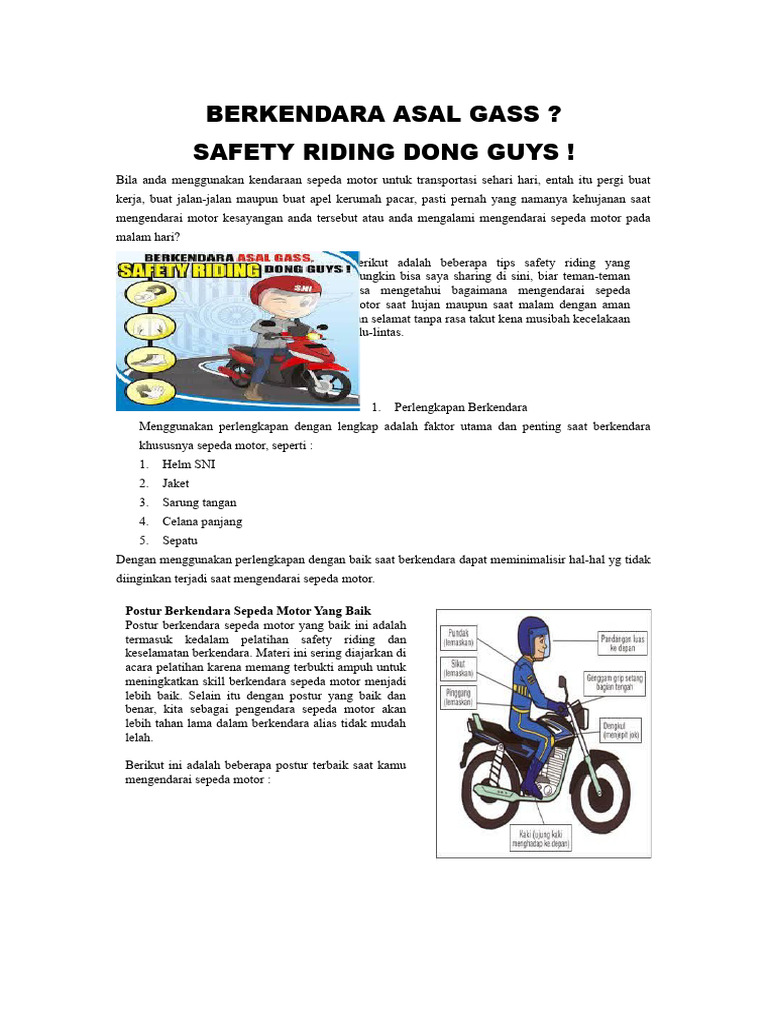 Tips Safety Riding untuk Pengendara Motor | PDF
