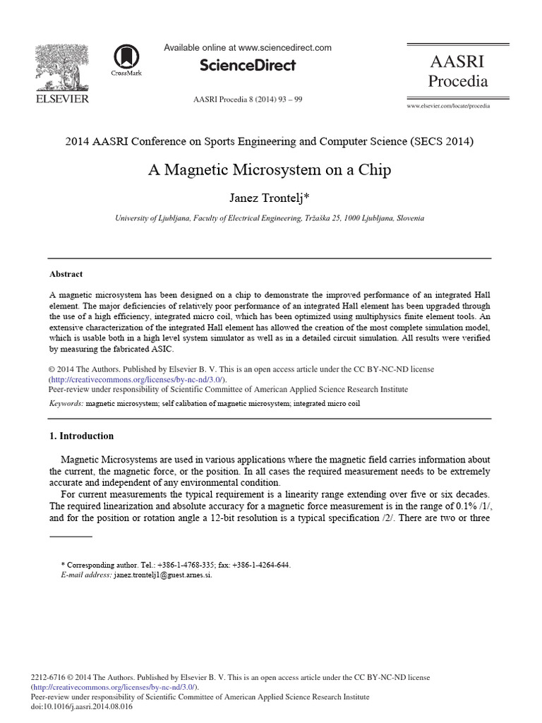 A Magnetic Microsystem On A Chip - 2014 - AASRI Procedia | PDF ...