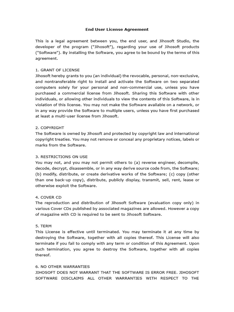 EULA | PDF | License | Legal Liability