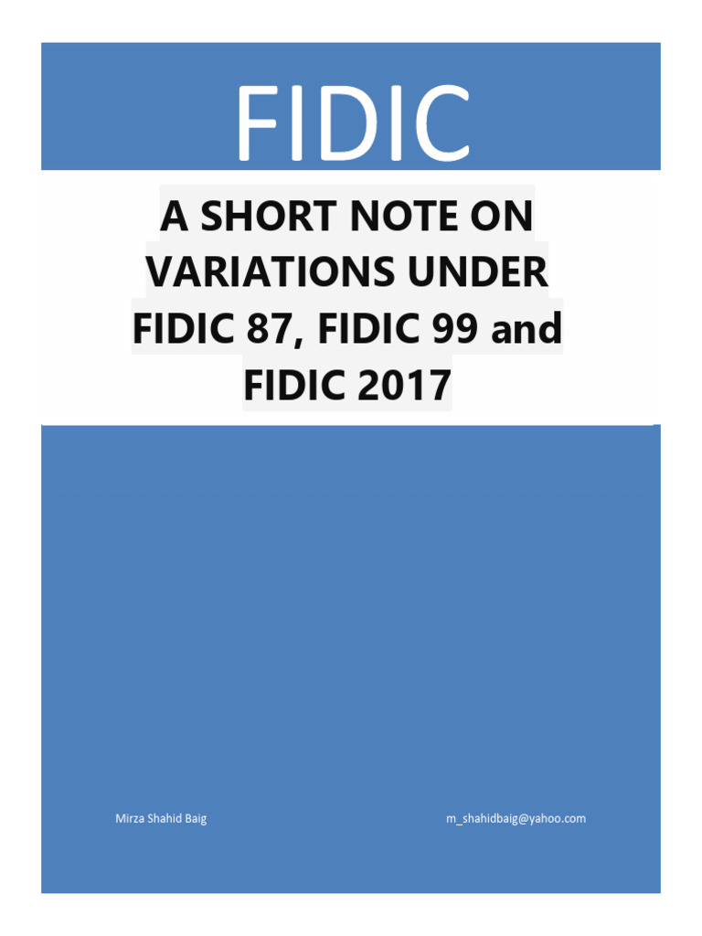 FIDIC Variations: 87, 99, and 2017 Comparison | PDF | Real Estate ...