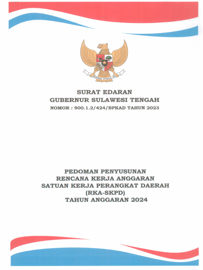 Surat Edaran Gubernur Tentang Pedoman Penyusunan RKA TA. 2024 | PDF