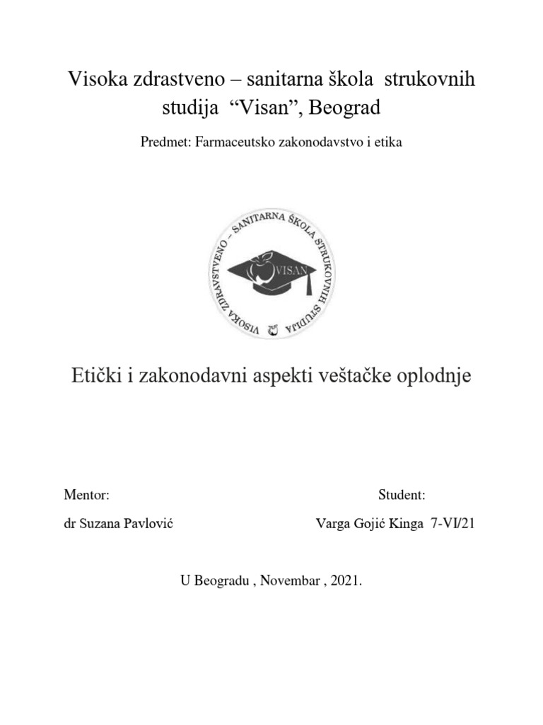 Etički I Zakonodavni Aspekti Veštačke Oplodnje | PDF