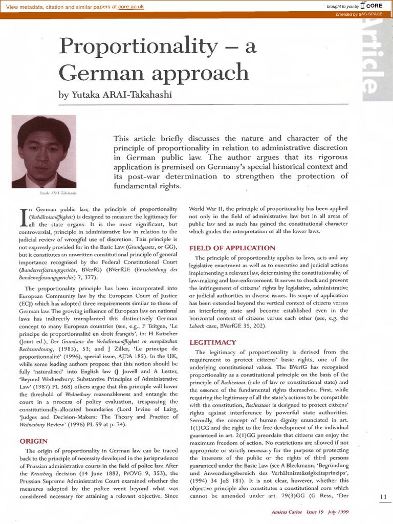 Proportionality A German Approach | PDF | Administrative Law ...