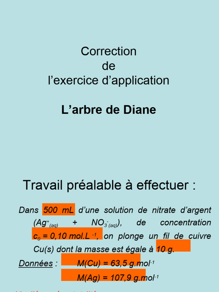 Correction de L Exercice D Application | PDF | Cuivre | Stœchiométrie