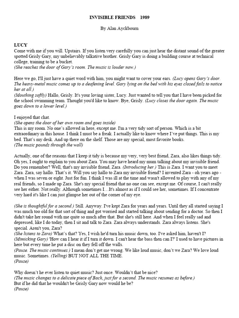 Invisible Friends by Alan Ayckbourn Lucy | PDF