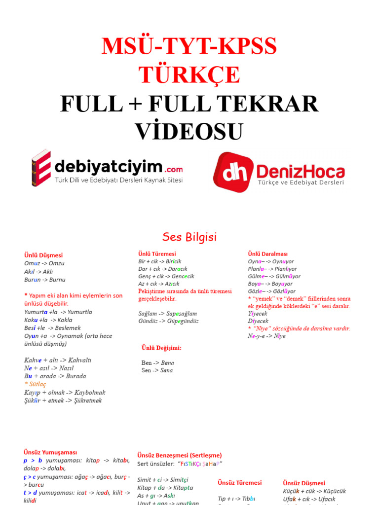 MSÜ-TYT-KPSS Türkçe Full Tekrar 2024 | PDF