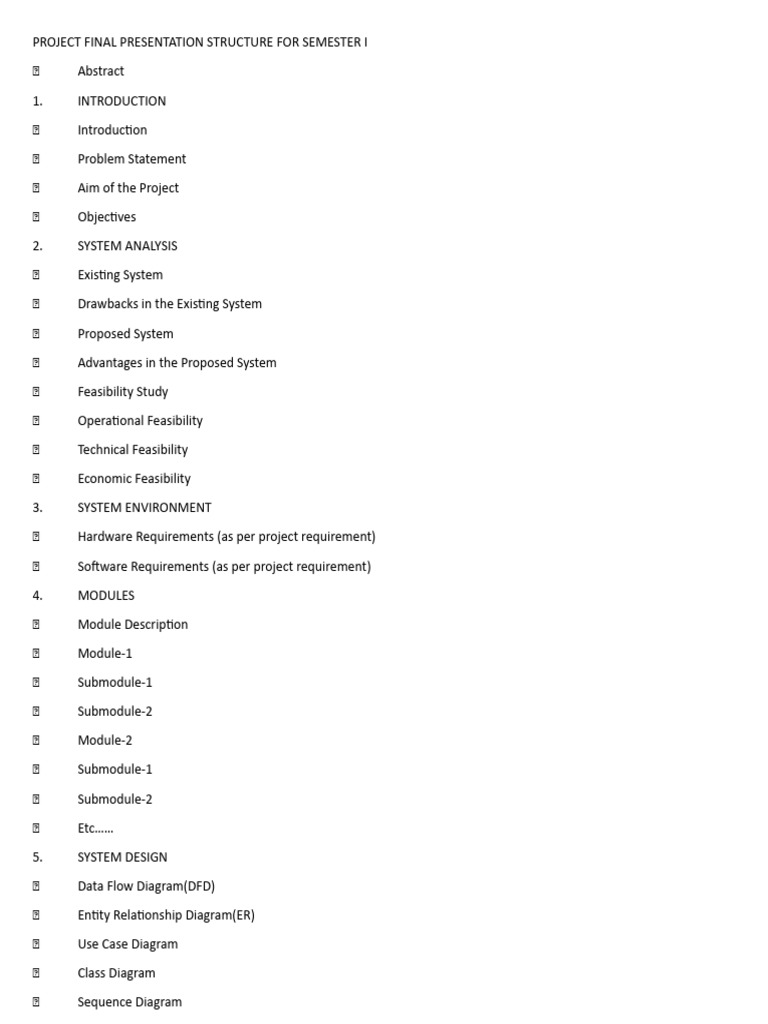 Project Final Presentation Structure For Semester I | PDF | Art | Computers