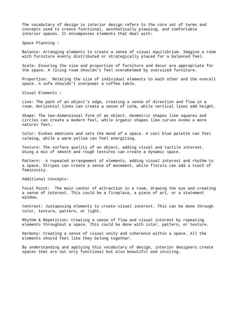 The Vocabulary of Design in Interio | PDF | Career & Growth | Art