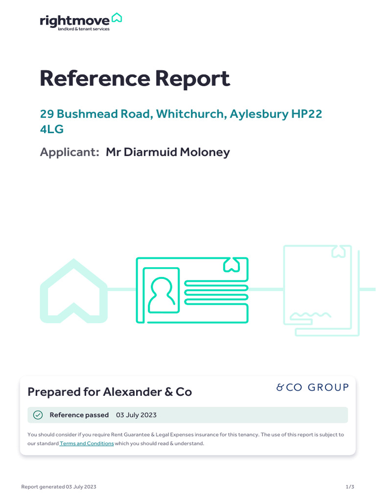 Tenant Reference Report for Diarmuid Moloney | PDF | Leasehold Estate ...