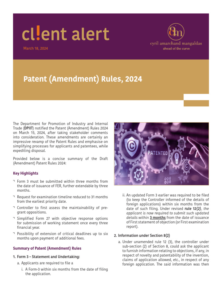 ExplainedPatent Amendment Rules 2024 | Download Free PDF | Patent ...