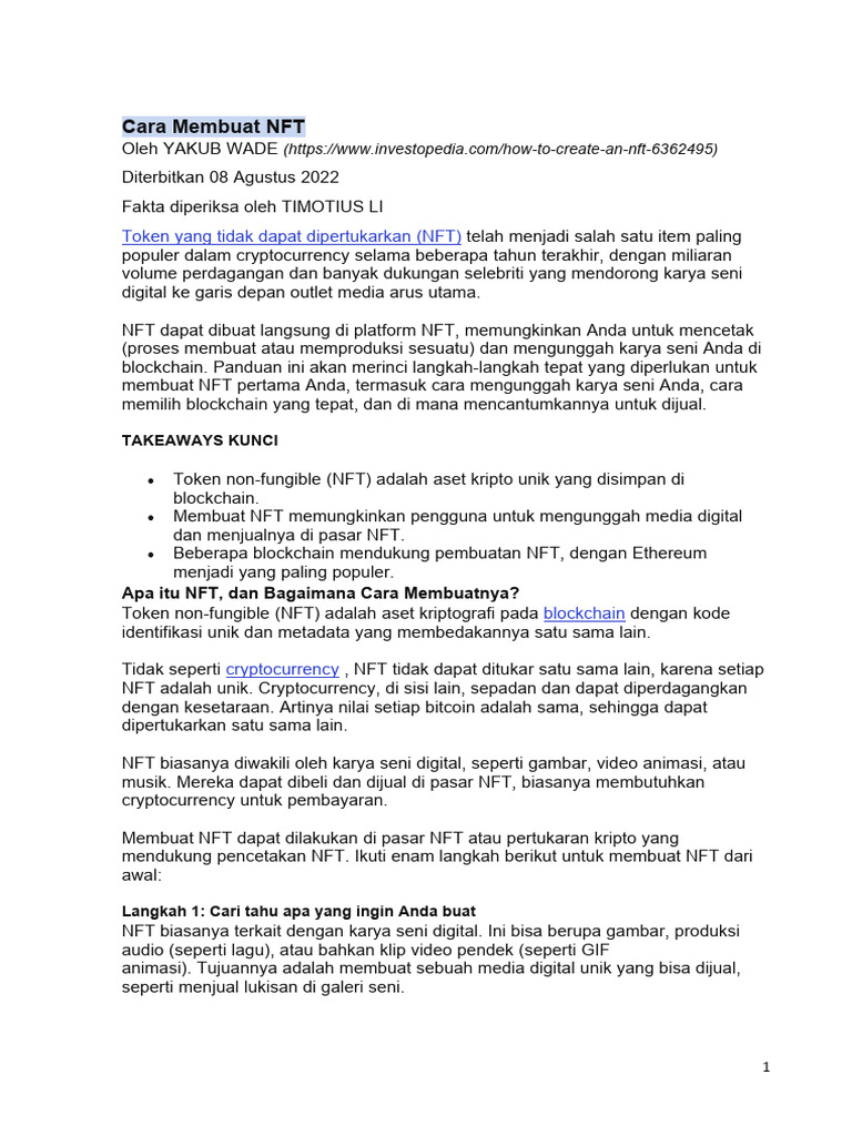 Panduan Membuat NFT | PDF