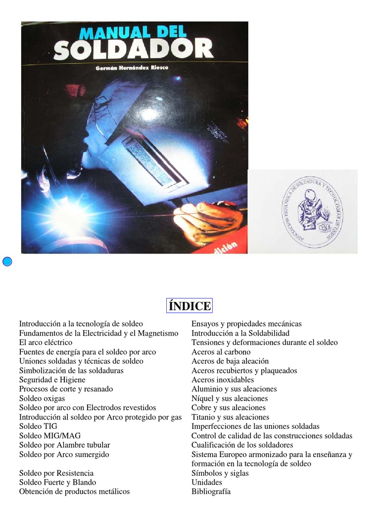 Soldadura - Libro de Manual Del Soldador Editorial Cesol | PDF