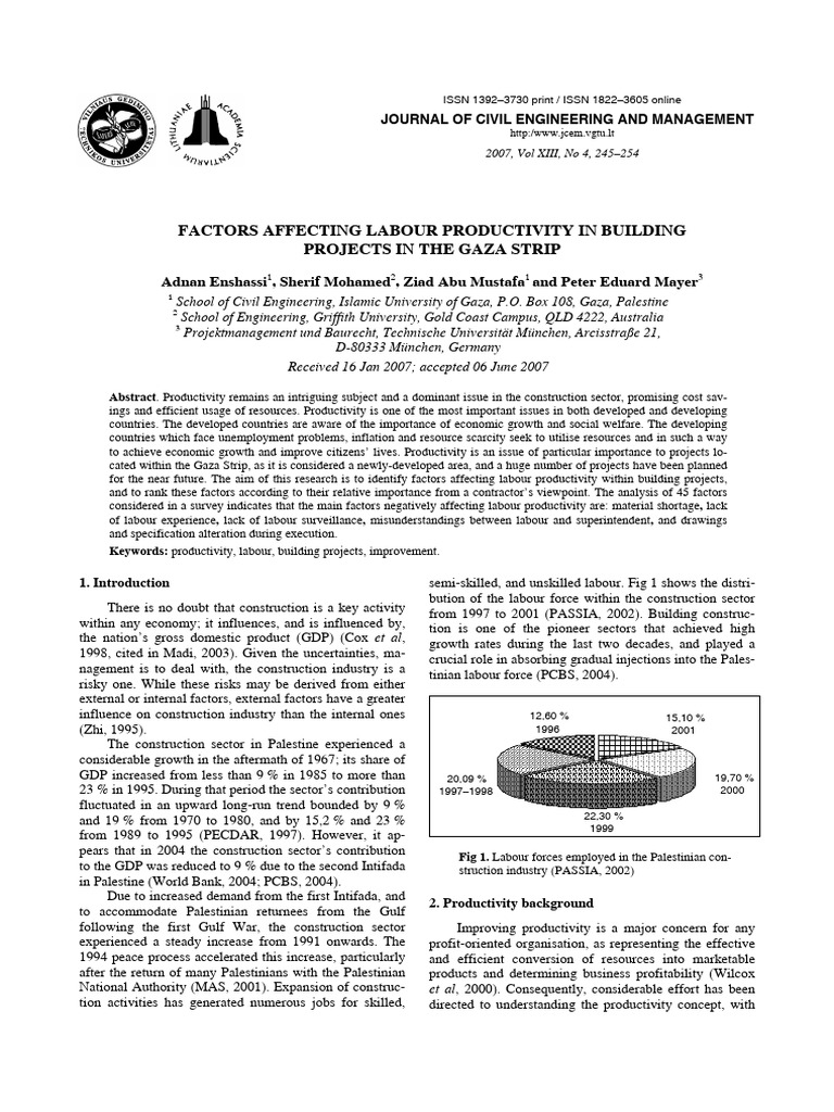 Factors Affecting Labour Productivity In Building Pdf Workforce