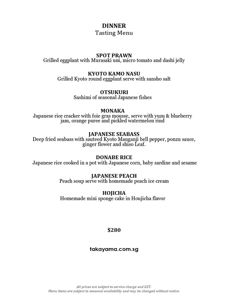 Dinner Menu | PDF | Japanese Cuisine | Foods