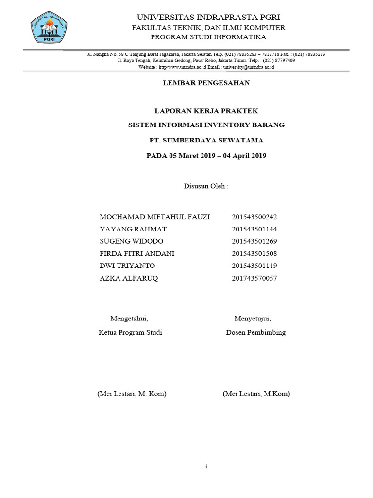 Lembar Pengesahan Program Studi | PDF