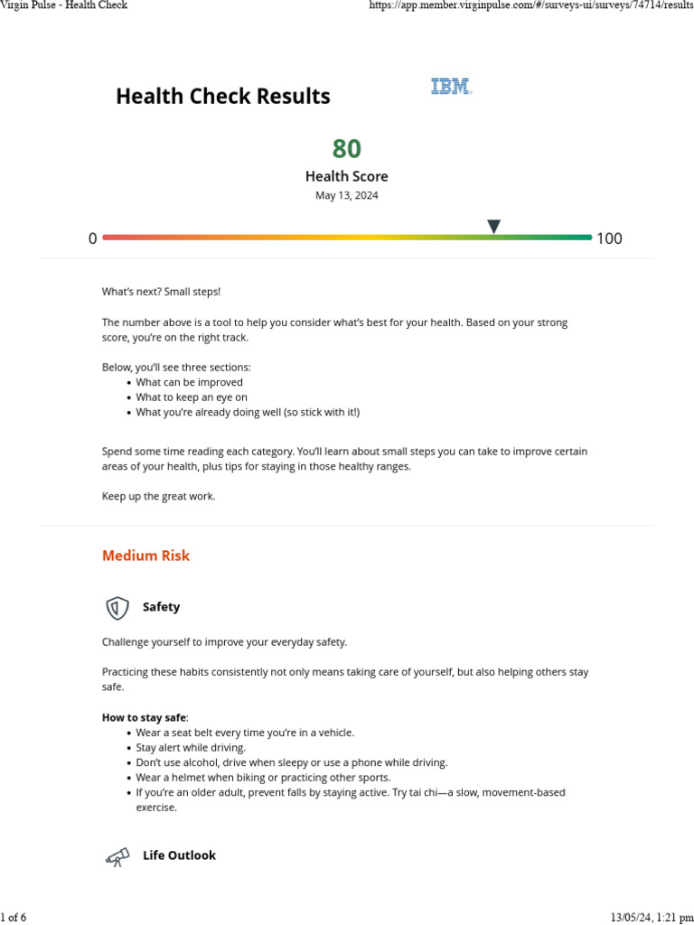 Virgin Pulse - Health Check | PDF | Sleep | Cardiovascular Diseases