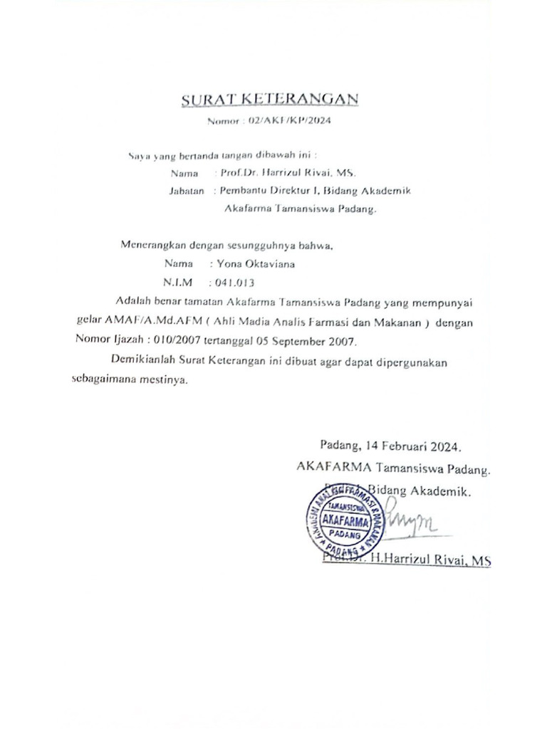Surat Keterangan Gelar New | PDF