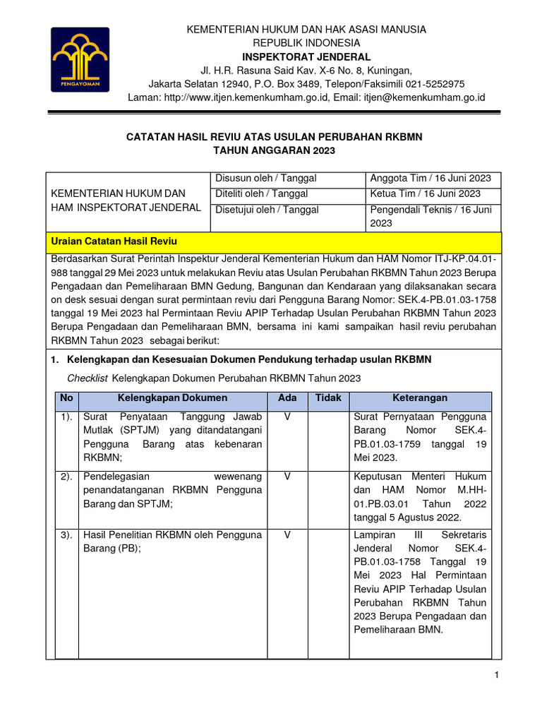 DRAFT CHR REVIU PERUBAHAN RKBMN TA 2023 - Rev KT OK - RC | PDF