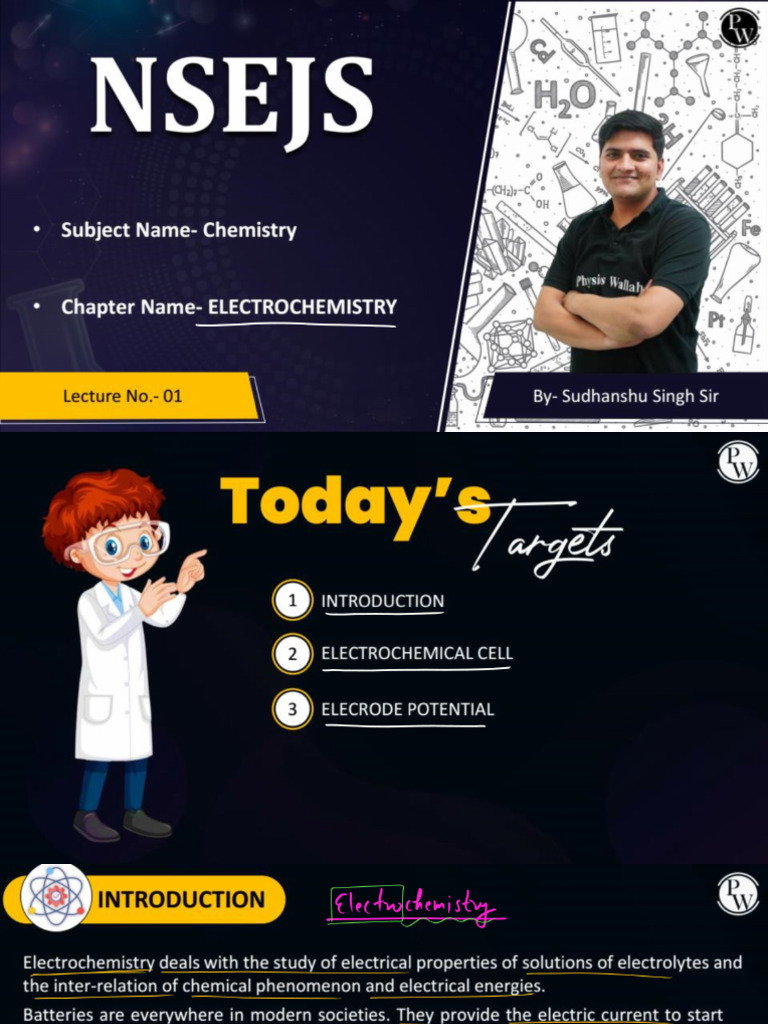 1-NSEJS - ELECTROCHEMISTRY - Sudhanshu Singh Sir - 16-08-2023 | PDF