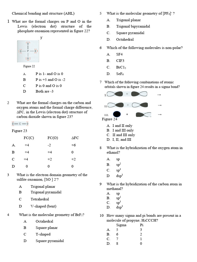 Chemical Bonding and Structure Ahl | PDF | Chemical Bond | Chemical ...