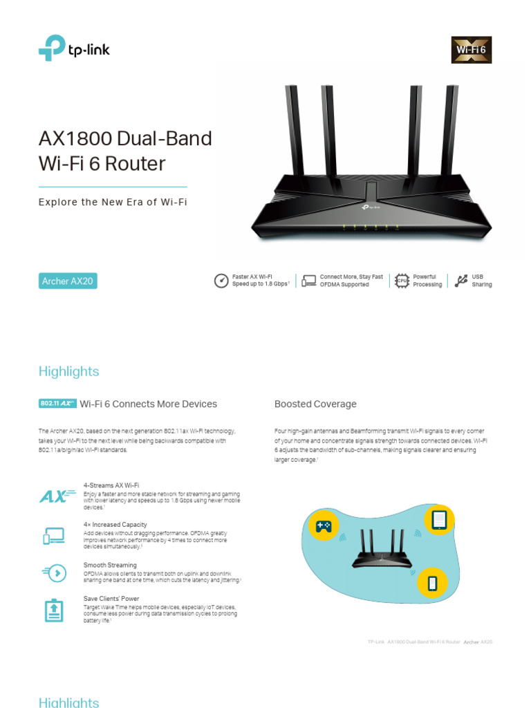 Archer AX20 (EU&US) 3.0 - Datasheet | PDF | Wi Fi | Computer Network