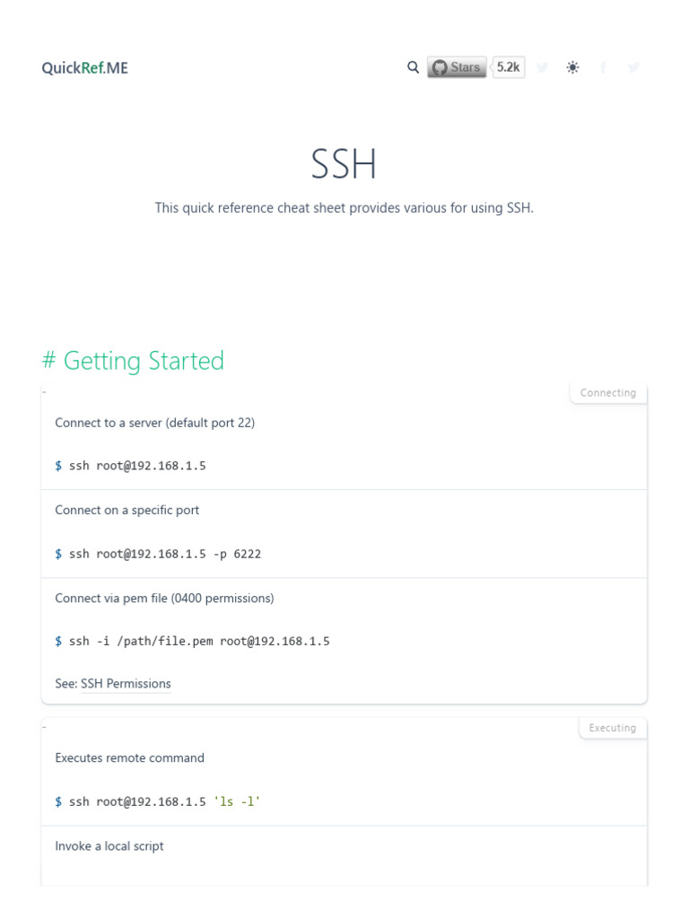 SSH Command Cheat Sheet & Quick Reference | PDF | Secure Shell | Cryptography